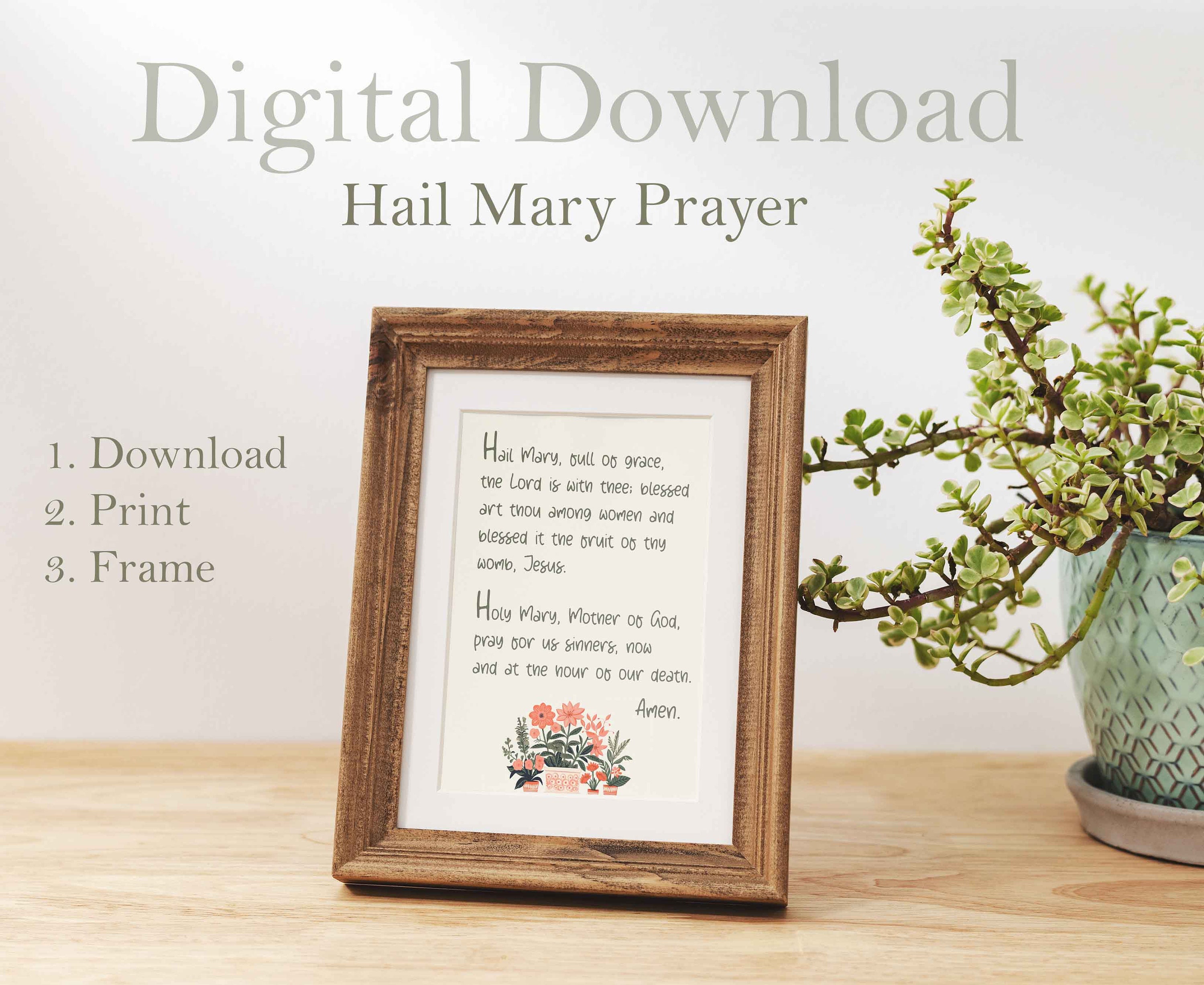 Hail Mary Prayer Printable Prayer Digital Download Catholic Print ...