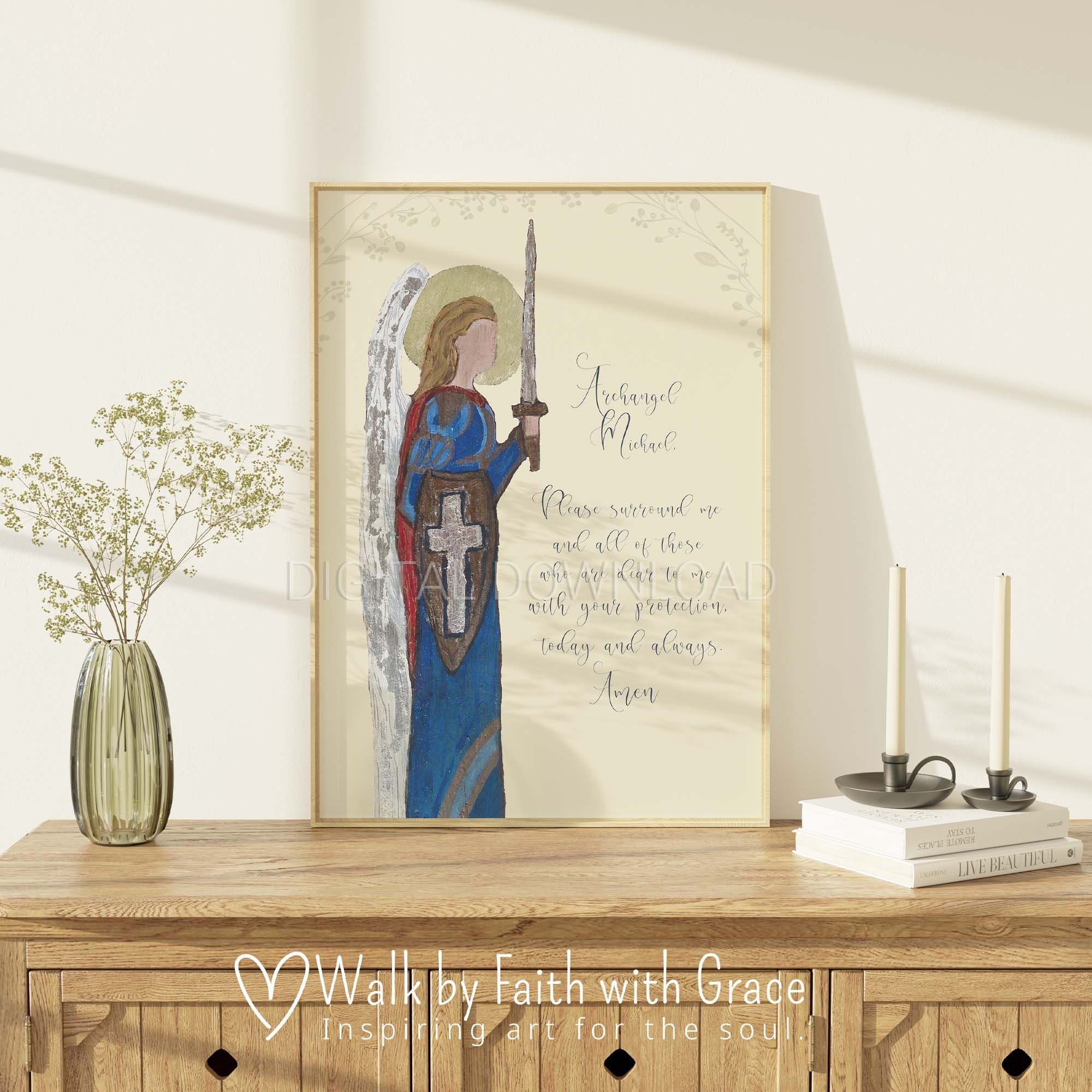 Saint Michael the Archangel Print | Catholic Art Digital Download | Archangel Michael Prayer ...