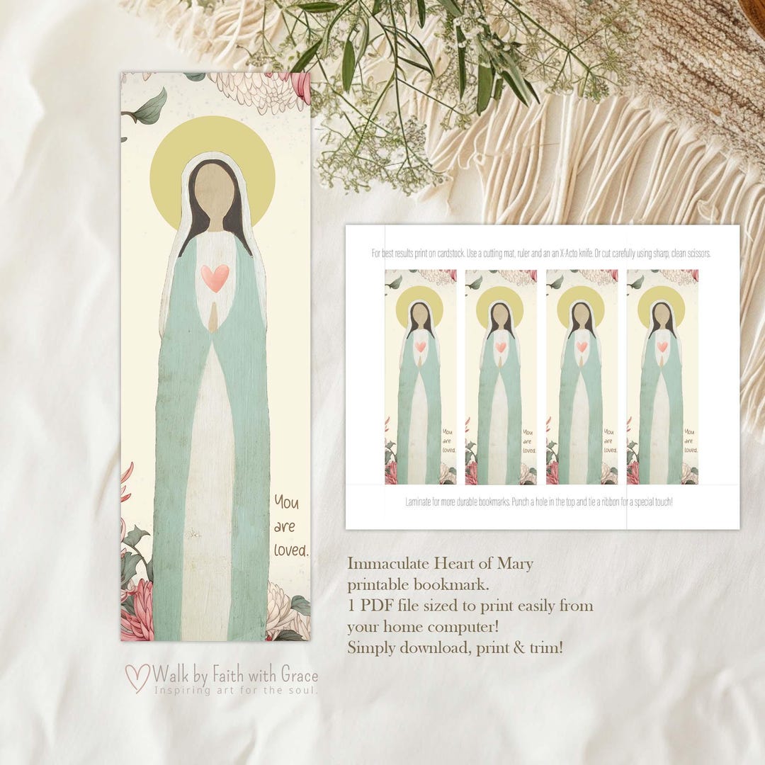 Immaculate Heart of Mary Bookmark • Catholic Printable Devotional ...