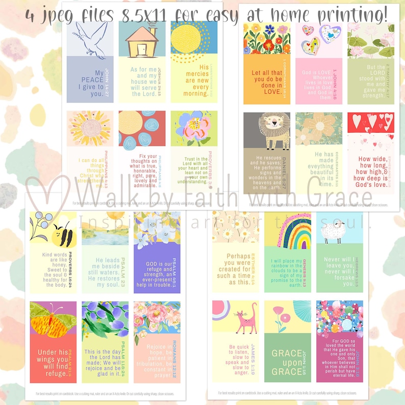 Colorful Bible Verse Cards for Kids - Printable Digital Download ...