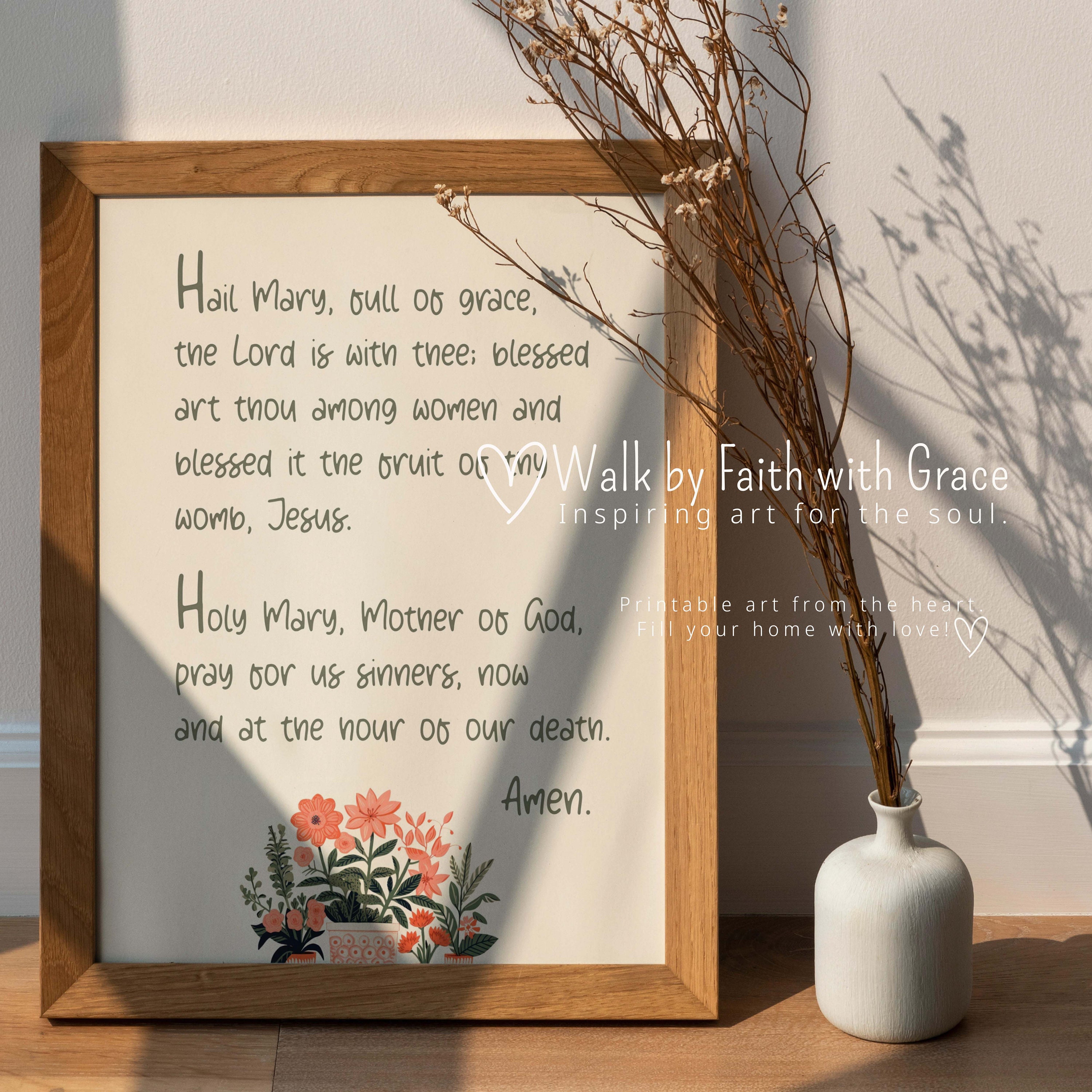 Hail Mary Prayer Printable Prayer Digital Download Catholic Print ...