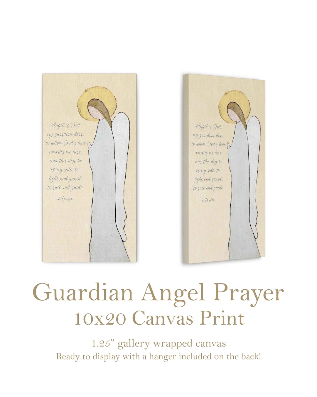 Angel 10x20 Canvas Print Guardian Angel Prayer Wall Art Religious Print ...