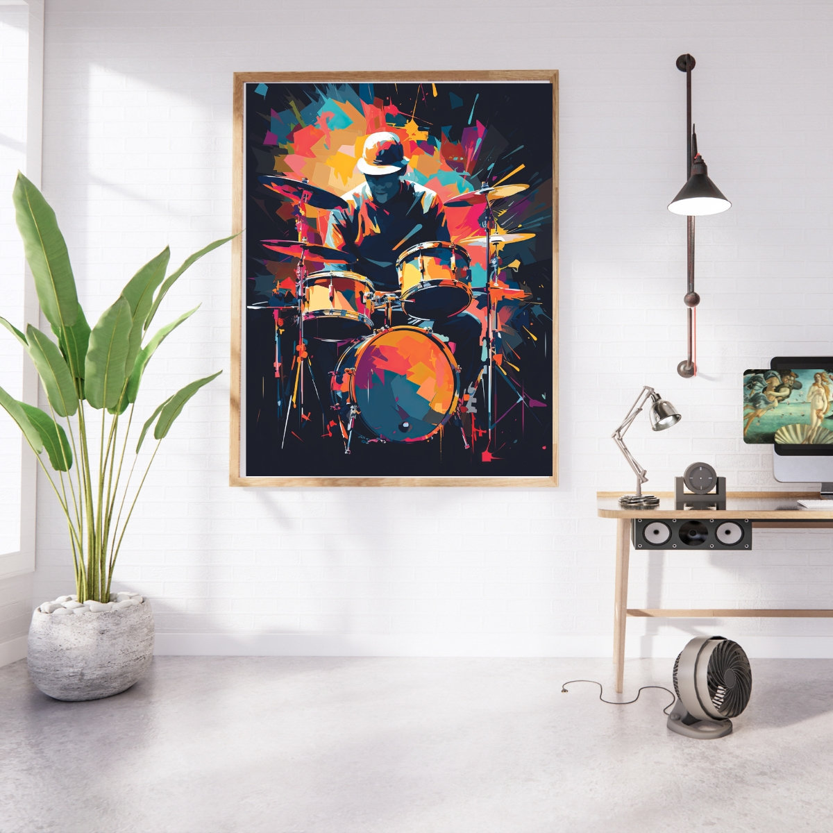 Colorful Man Playing Drums, Abstract Man Wall Art, Abstract Drums ...
