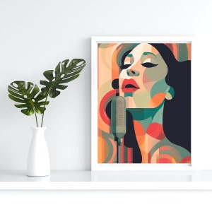 Abstract Woman Singer, Canto Wall Art, Girl Musician, Minimalist Woman ...