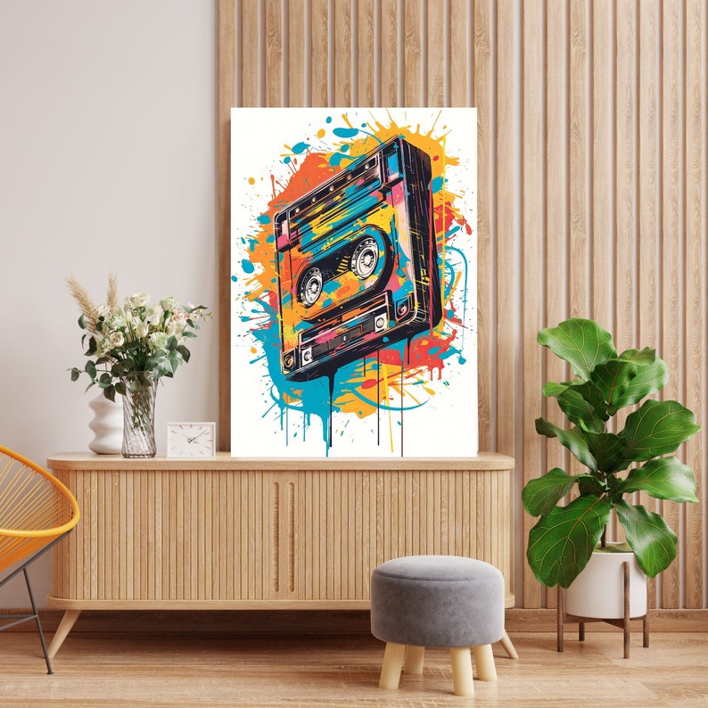 Colorful Retro Cassette Tape Music Wall Art, Old School Prints, Mix ...