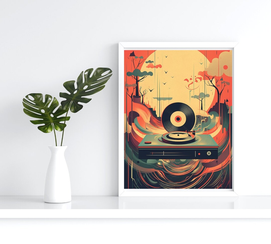 Vinyl Record Sunset, Vinyl Record Wall Art, Sunset Reflection, Music ...