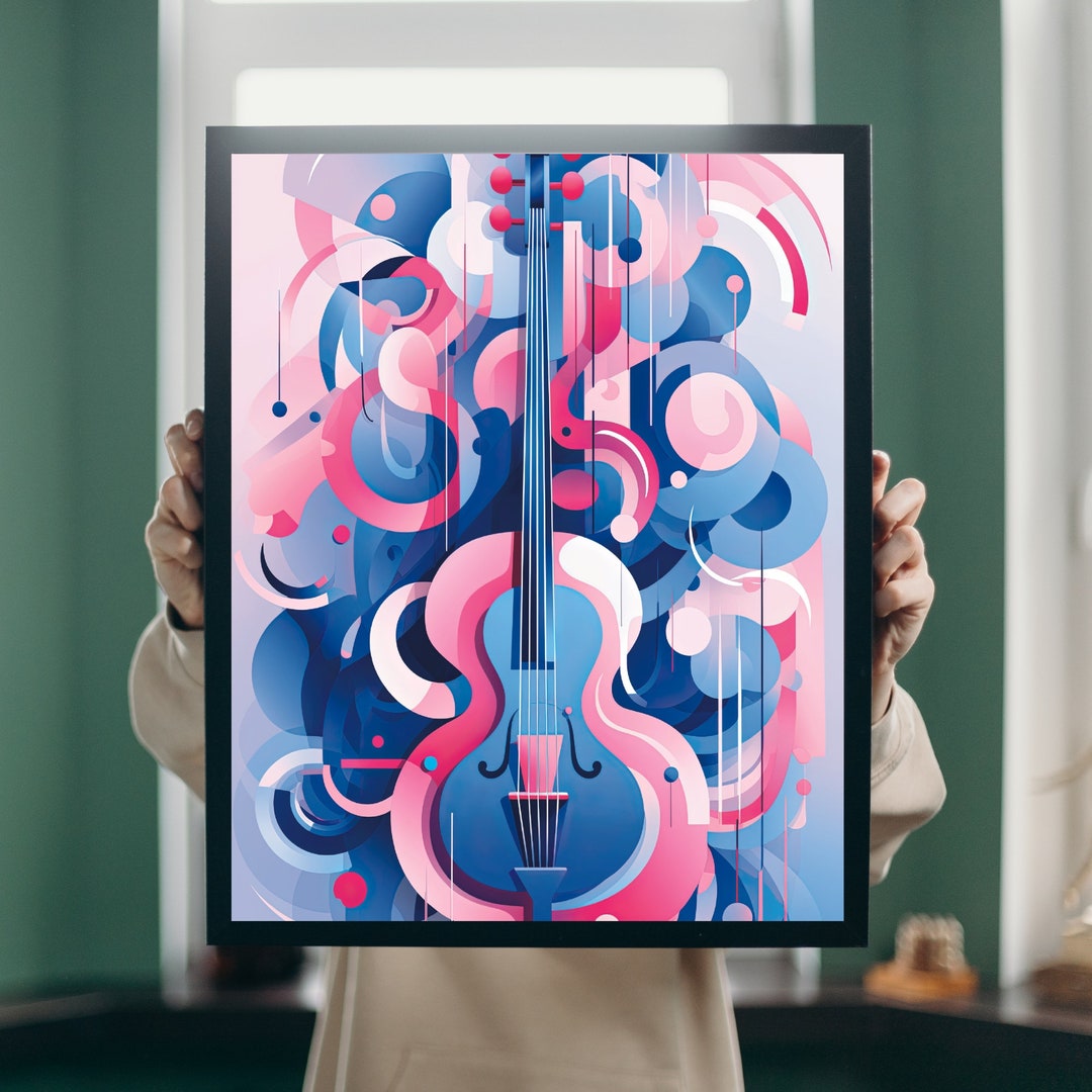 Abstract Guitar Wall Art, Music Instrument Digital Print, Printable Art ...