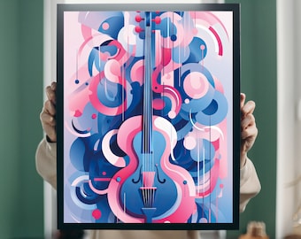 Abstract Electric Guitar Poster Art Musical Instrument Wall - Etsy