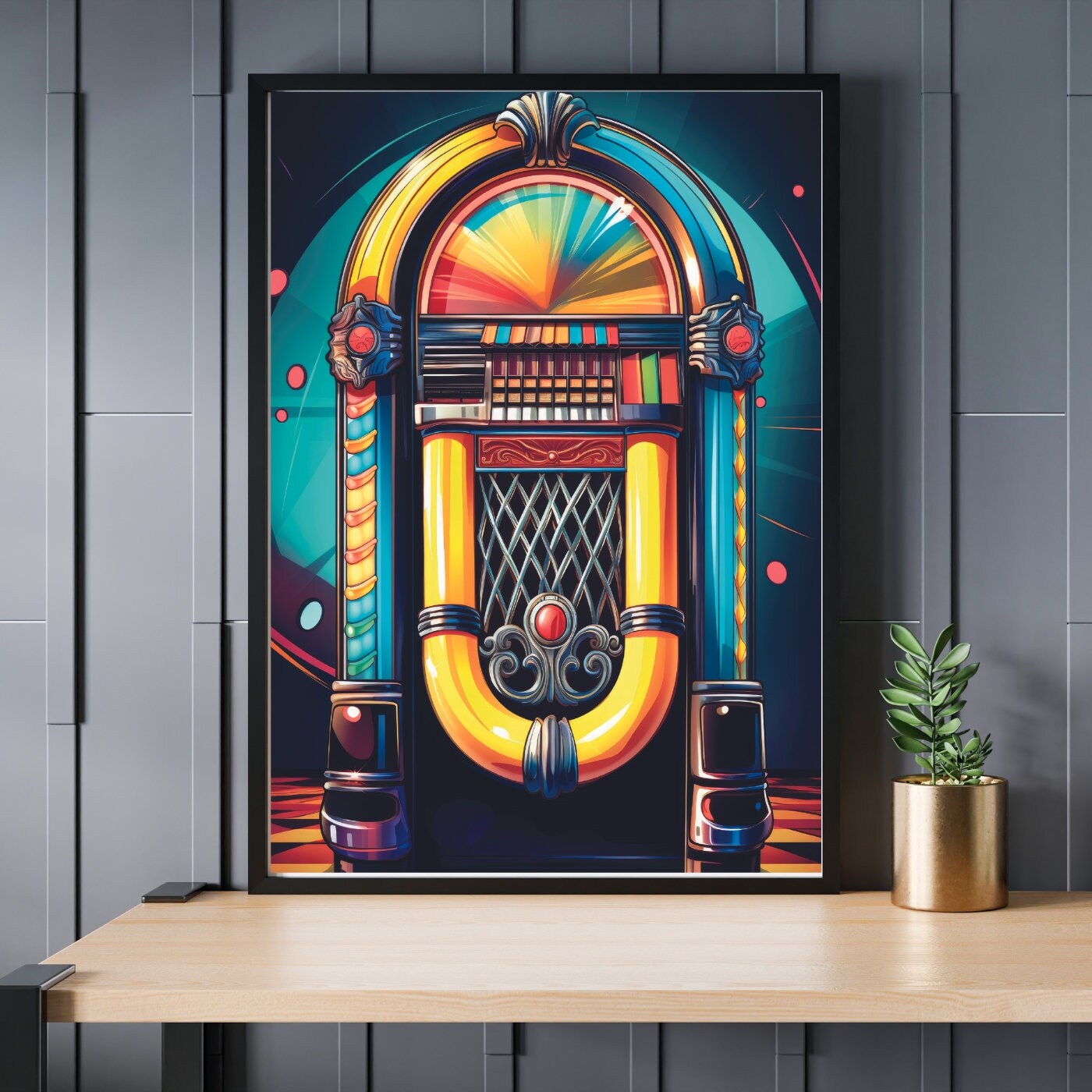 Retro Jukebox Wall Art Print, Vintage Wall Art, Vintage Music Box ...