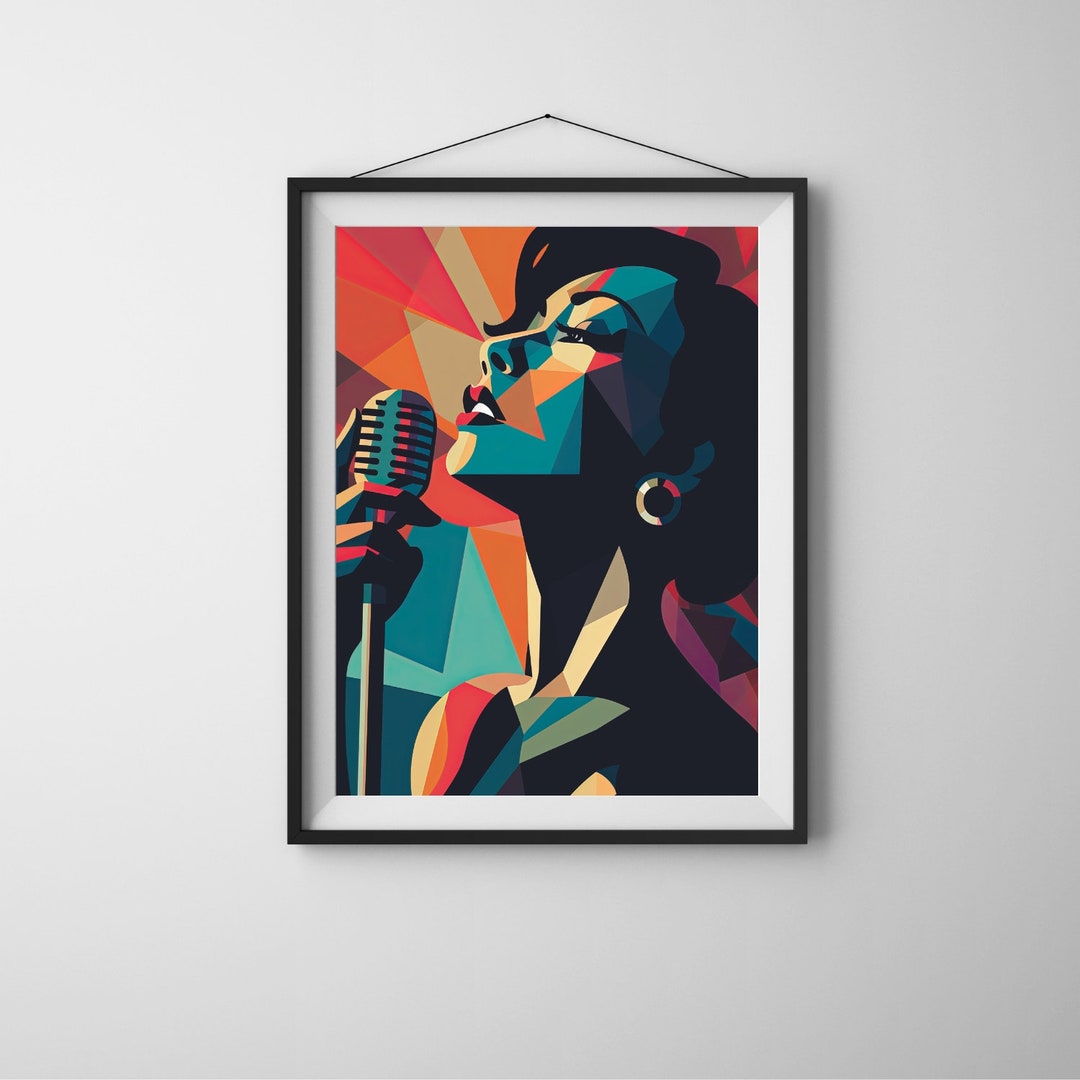 Colorful Abstract Woman Singer , Canto Wall Art, Girl Musician ...