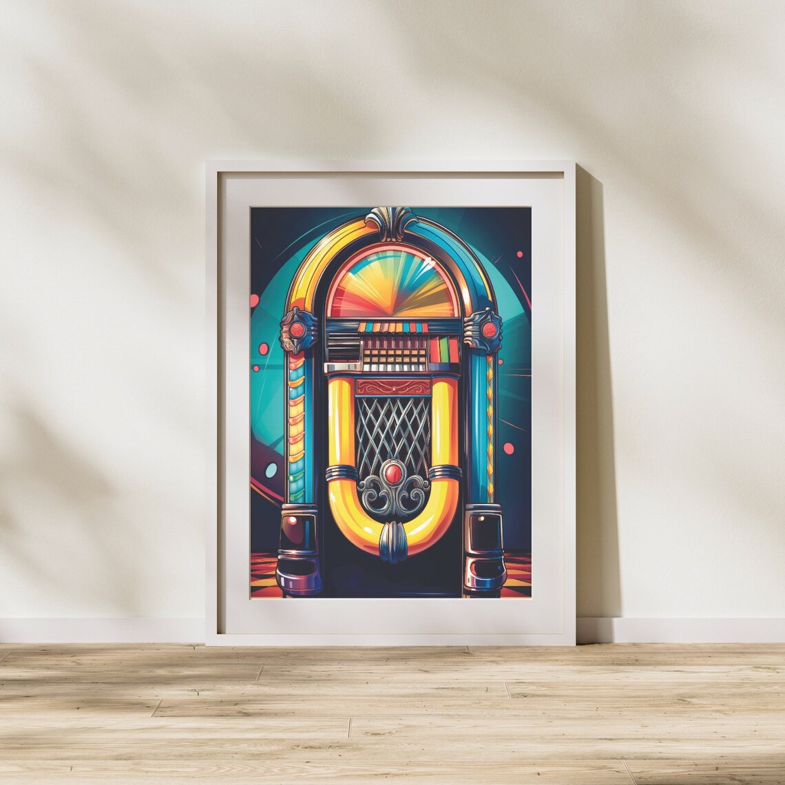 Retro Jukebox Wall Art Print, Vintage Wall Art, Vintage Music Box ...