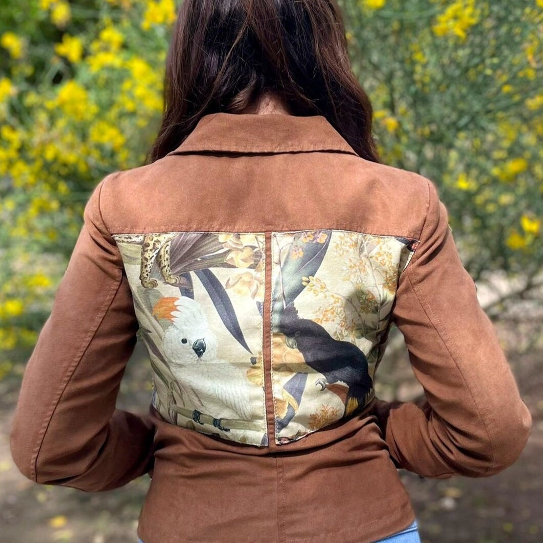 Vintage Jacket Reworked With Animal Fabric Pattern Womens - Etsy