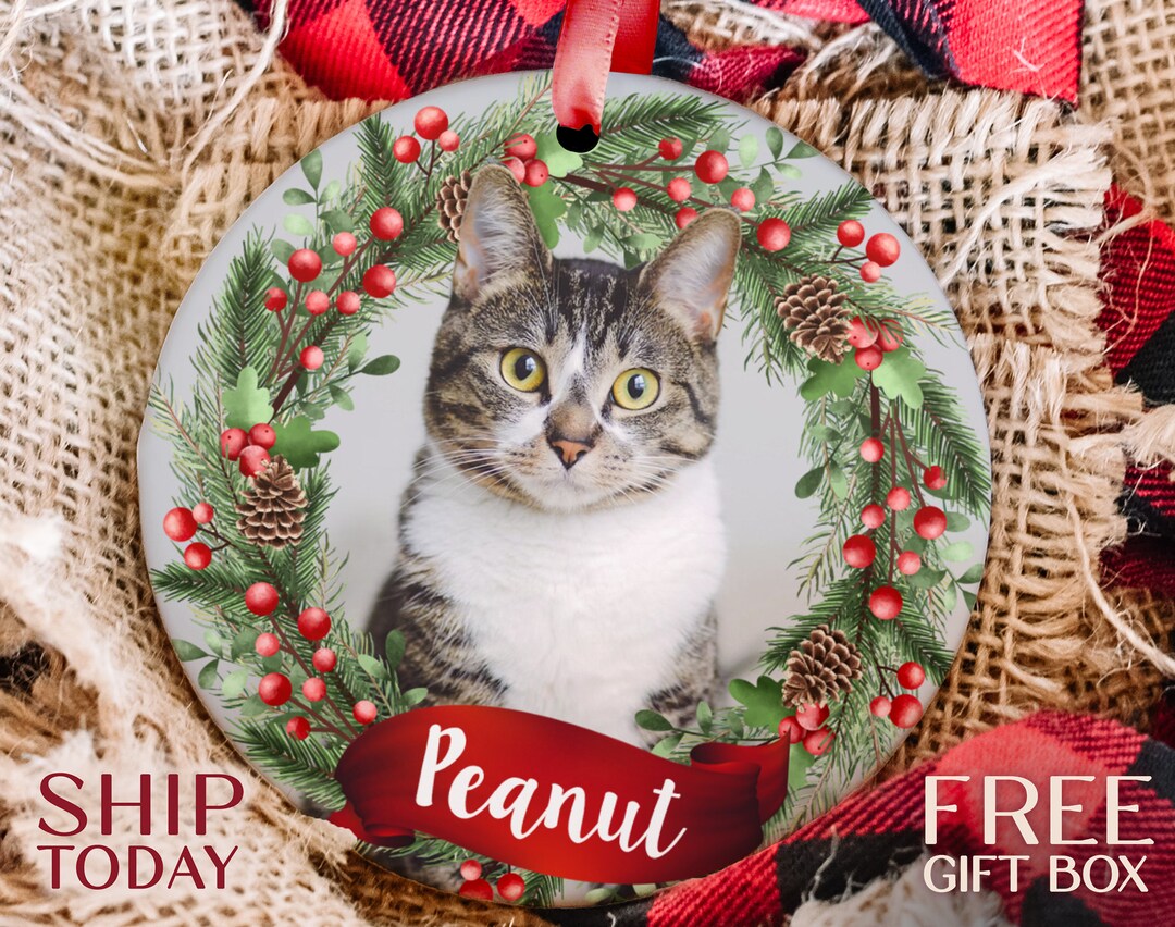 Personalized Cat Photo Ornament, Ideal for Christmas Tree Decor ...