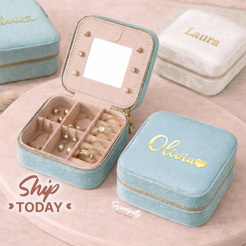 Personalized Travel Jewelry Box, Bridesmaid Proposal Gift, Custom ...