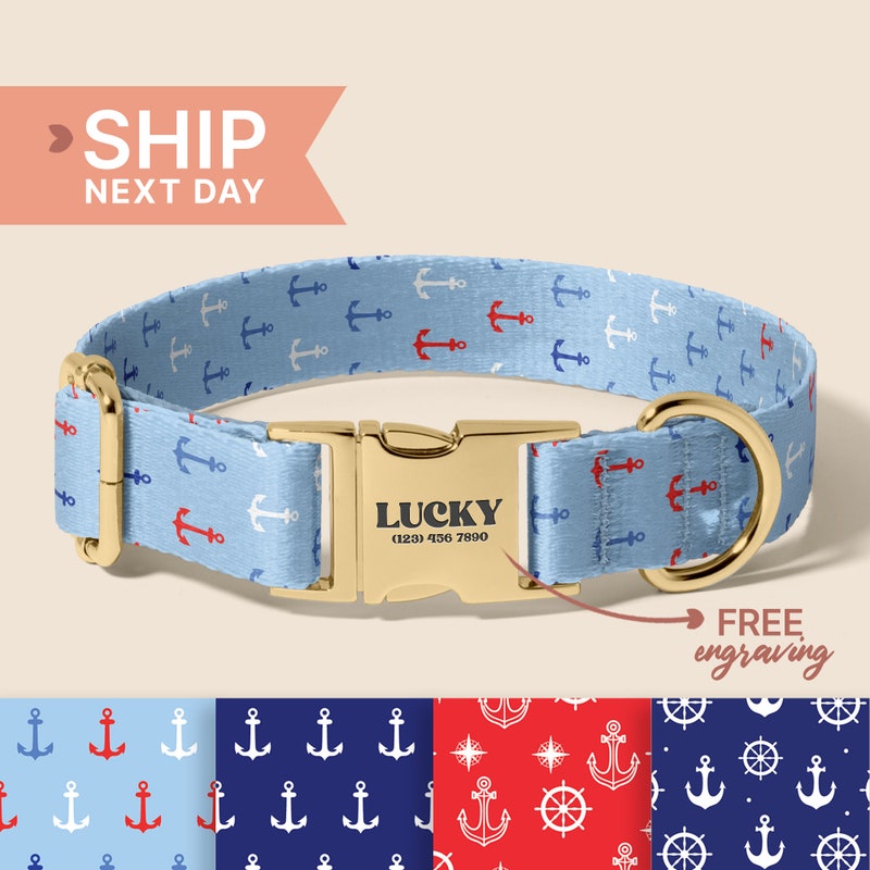 Nautical Dog Collars - Etsy