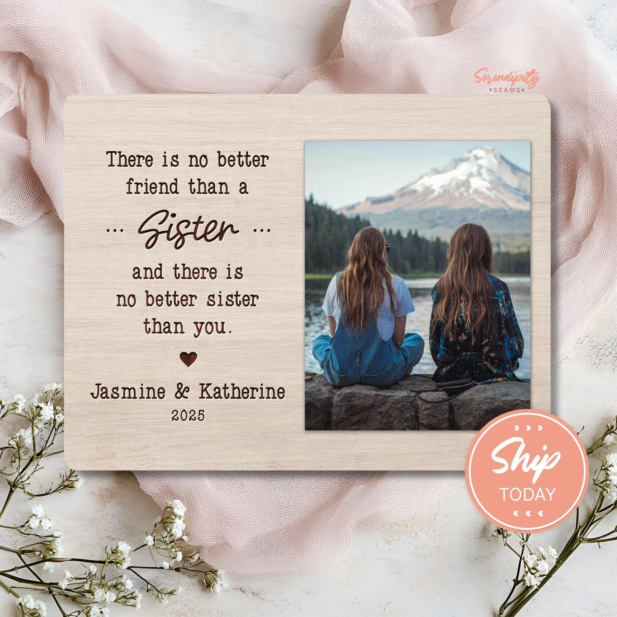 Custom Photo Board for Sister Birthday Gift, Personalized Picture Frame ...