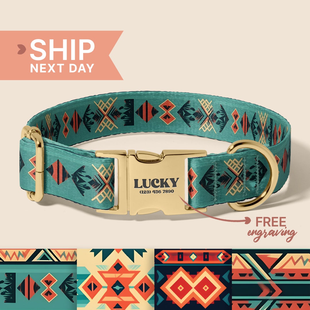 Personalized Bohemian Dog Collar - Customized Pet Accessories - Boho ...