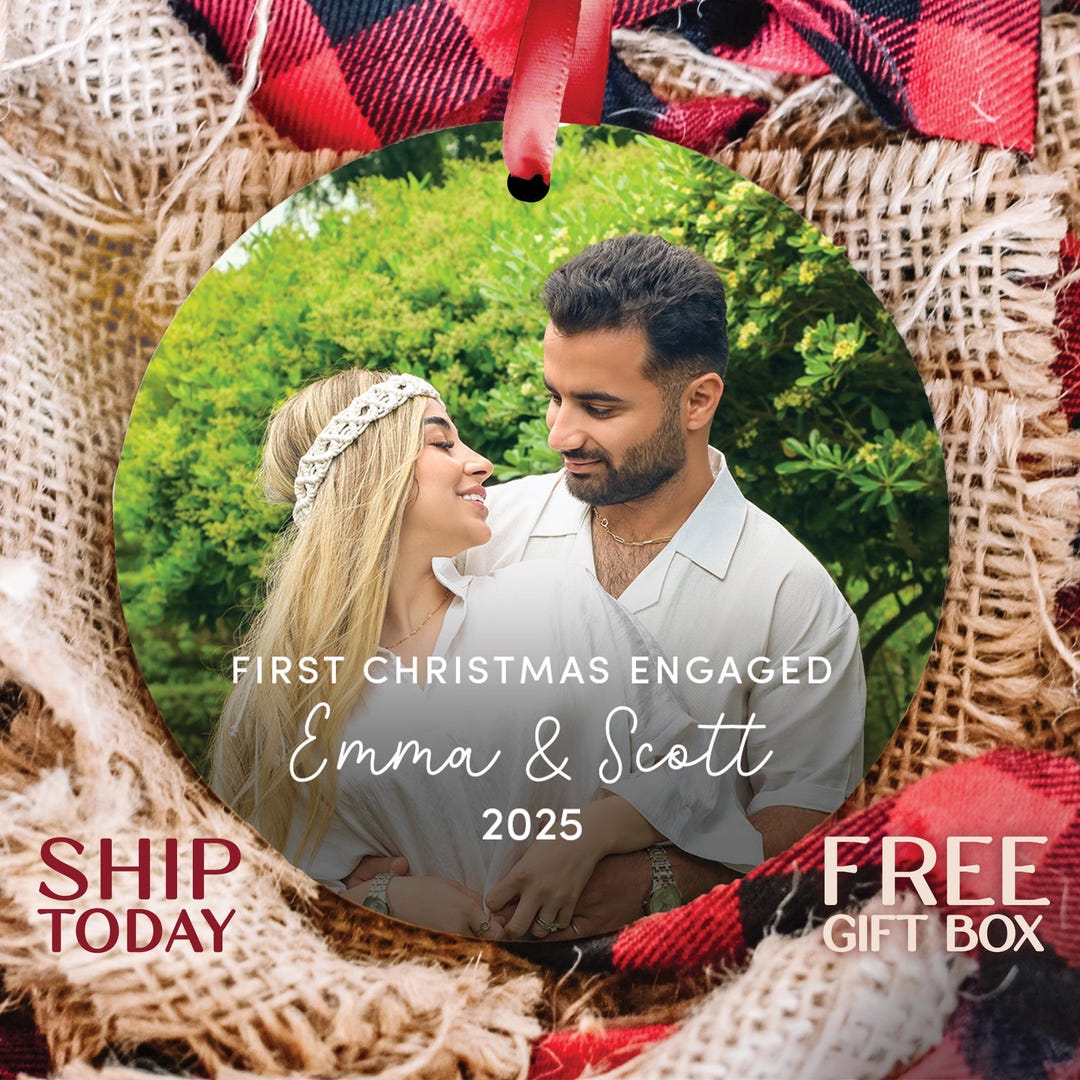 Personalized First Christmas Engaged Ornament, Celebrate Love and ...