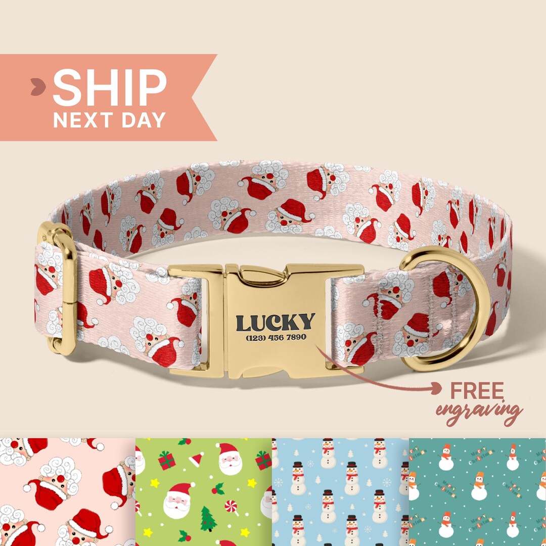Santa Claus Dog Collar, Cute Christmas Present for Dog Lover, Festive ...