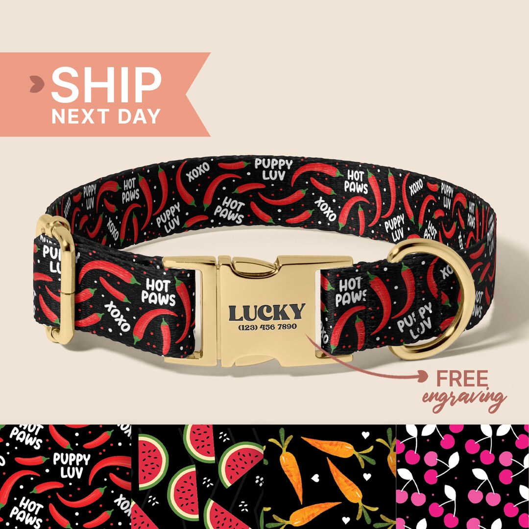 Hot Paws Custom Dog Collar, Fruity Dog Collar With Personalized Name ...