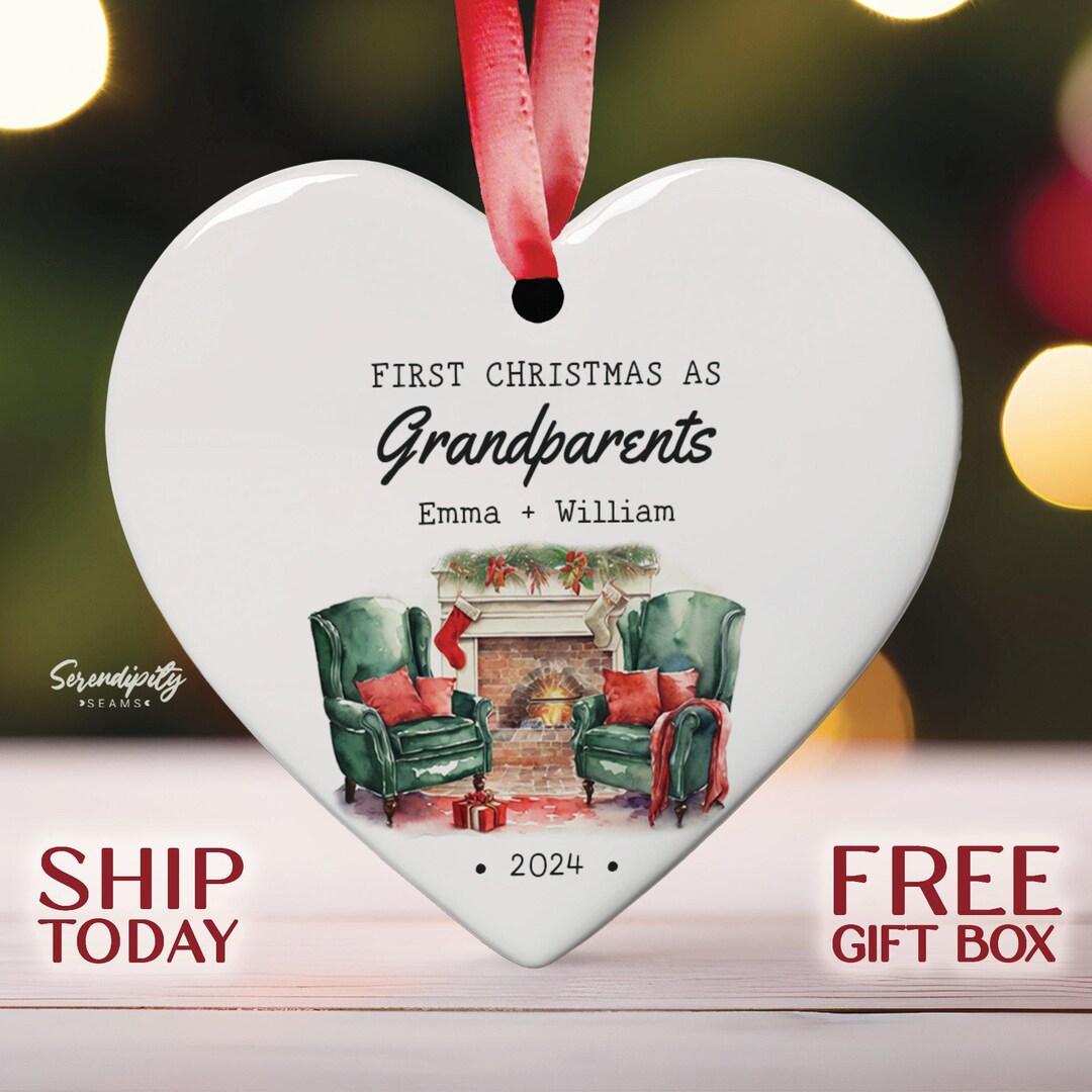 First Christmas as Grandparents Ornament 2024, Heart Shaped Christmas ...
