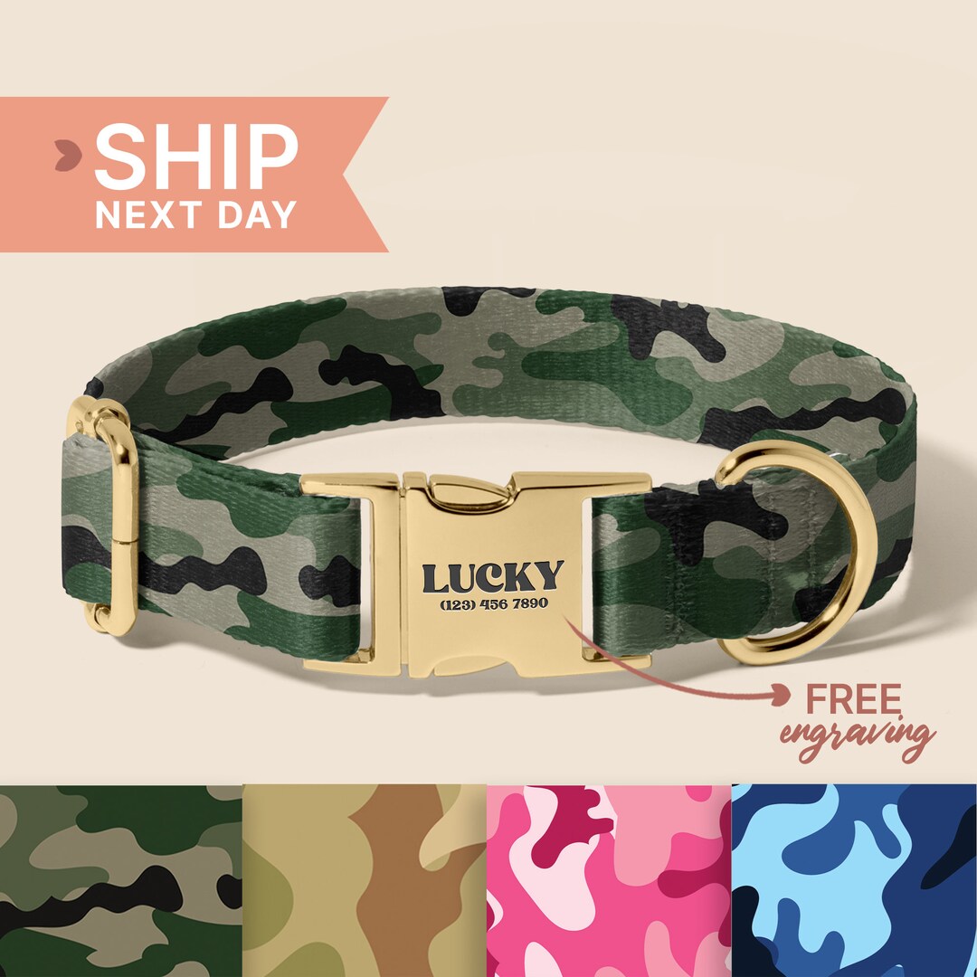 Personalized Army Camouflage Dog Collar, Embroidered Dog Collar ...