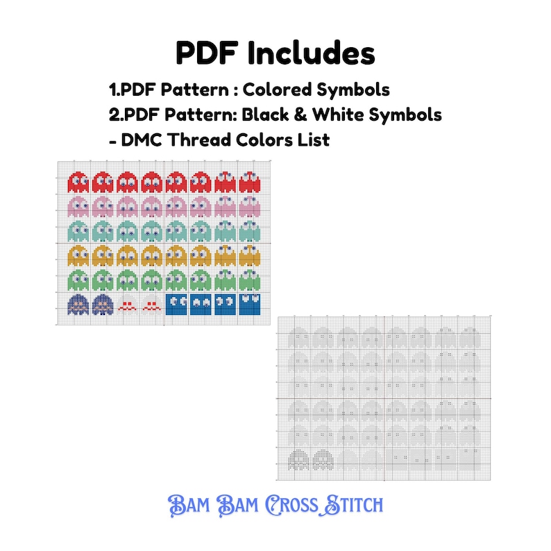 Pac Man Ghost : Cross Stitch Pattern - DIGITAL FILE ONLY - Etsy