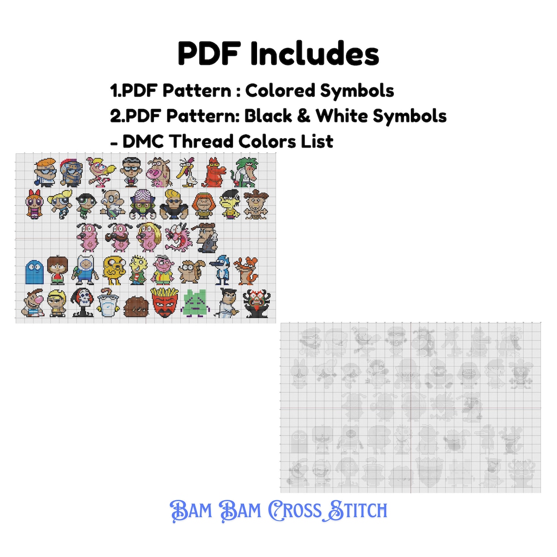 Cartoon Network V.1 : Cross Stitch Pattern - DIGITAL FILE ONLY - Etsy