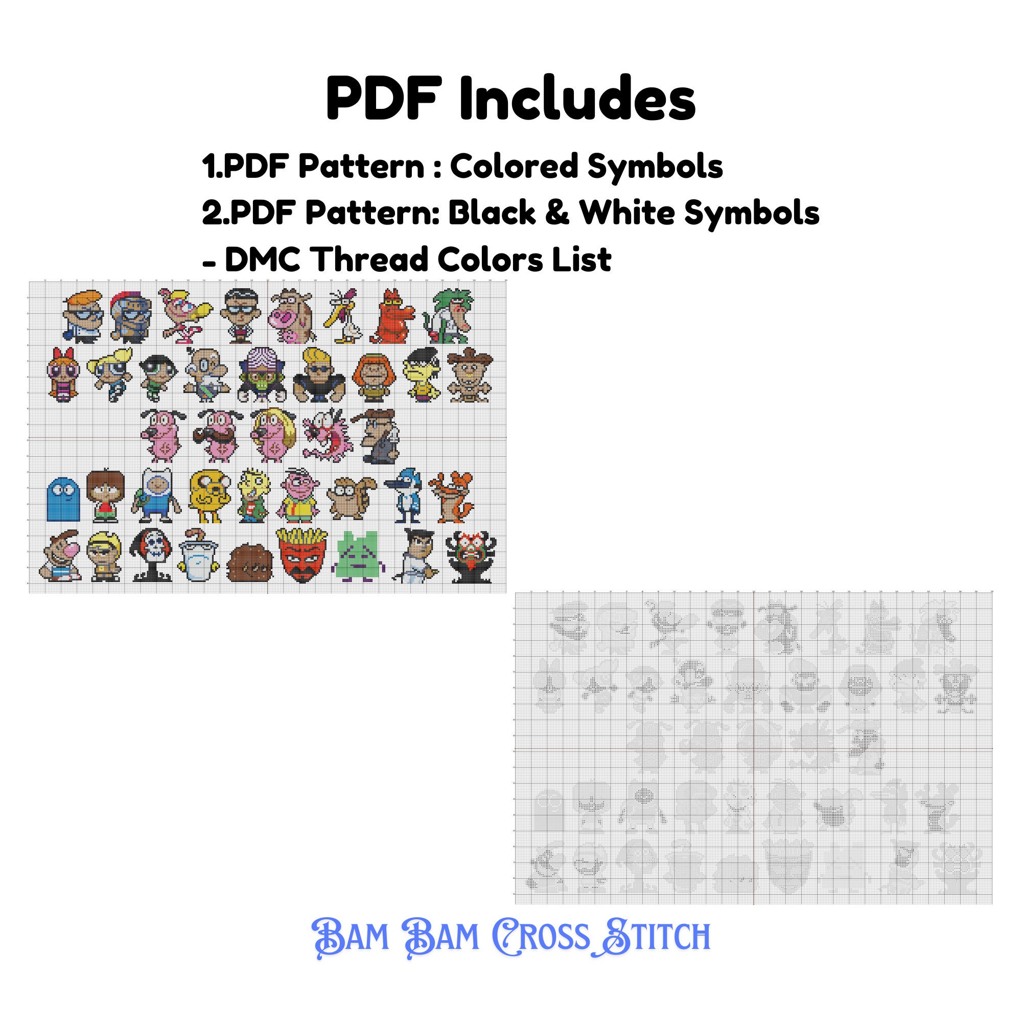 Cartoon Network V.1 : Cross Stitch Pattern - DIGITAL FILE ONLY - Etsy