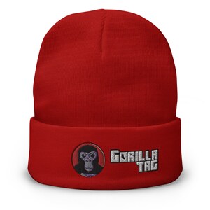 Embroidered Gorilla Tag Beanie - Etsy