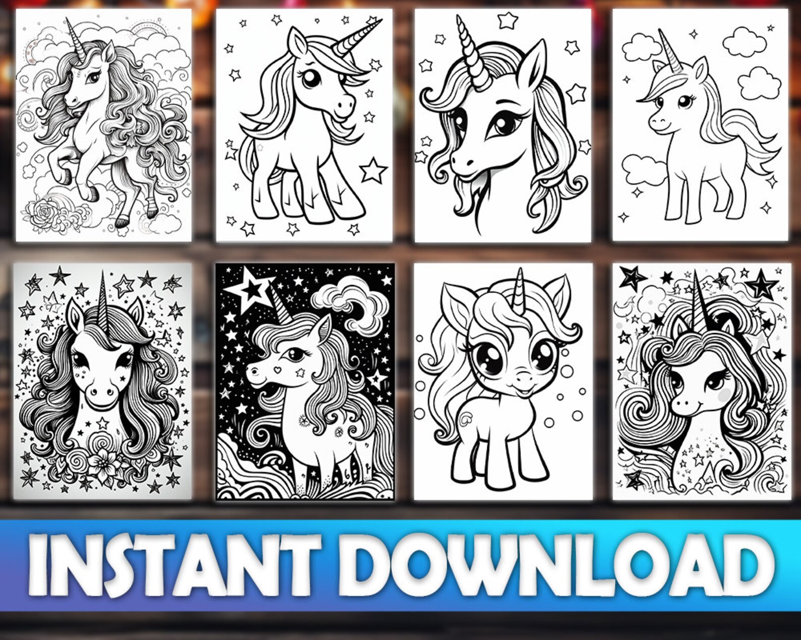 Unicorn Coloring Pages for Kids --- Instant Download --- 30 Printable ...
