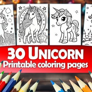 Unicorn Coloring Pages for Kids --- Instant Download --- 30 Printable ...