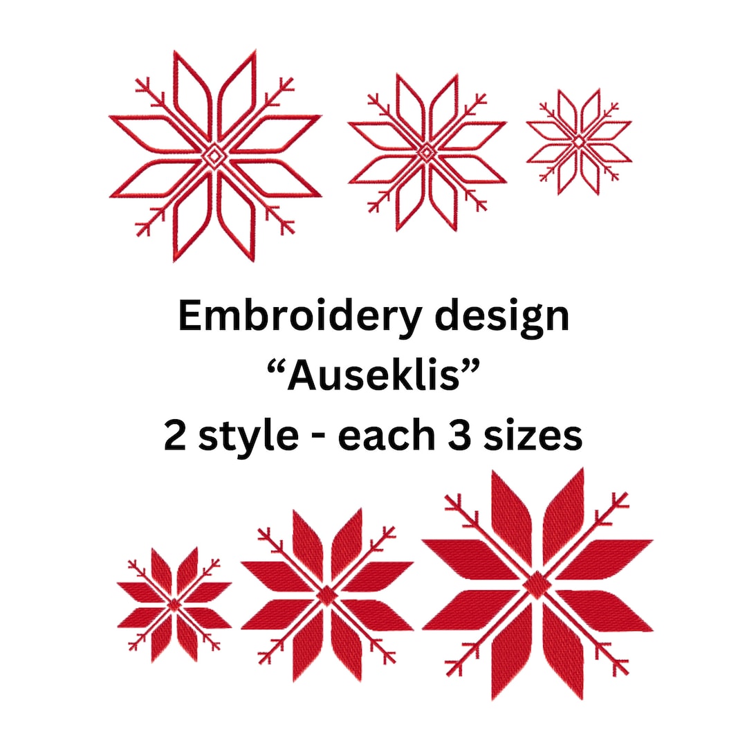 Latviešu Zīme Auseklītis, Latvian Signs Embroidery File 2 Style 3 Sizes ...