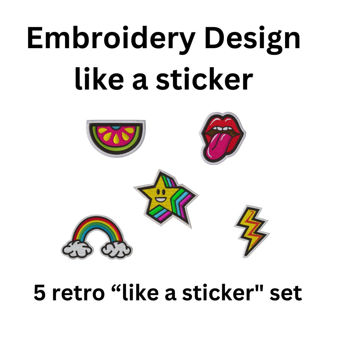 Machine Embroidery Designs Look Like Retro Vibes Sticker Trending 60s ...