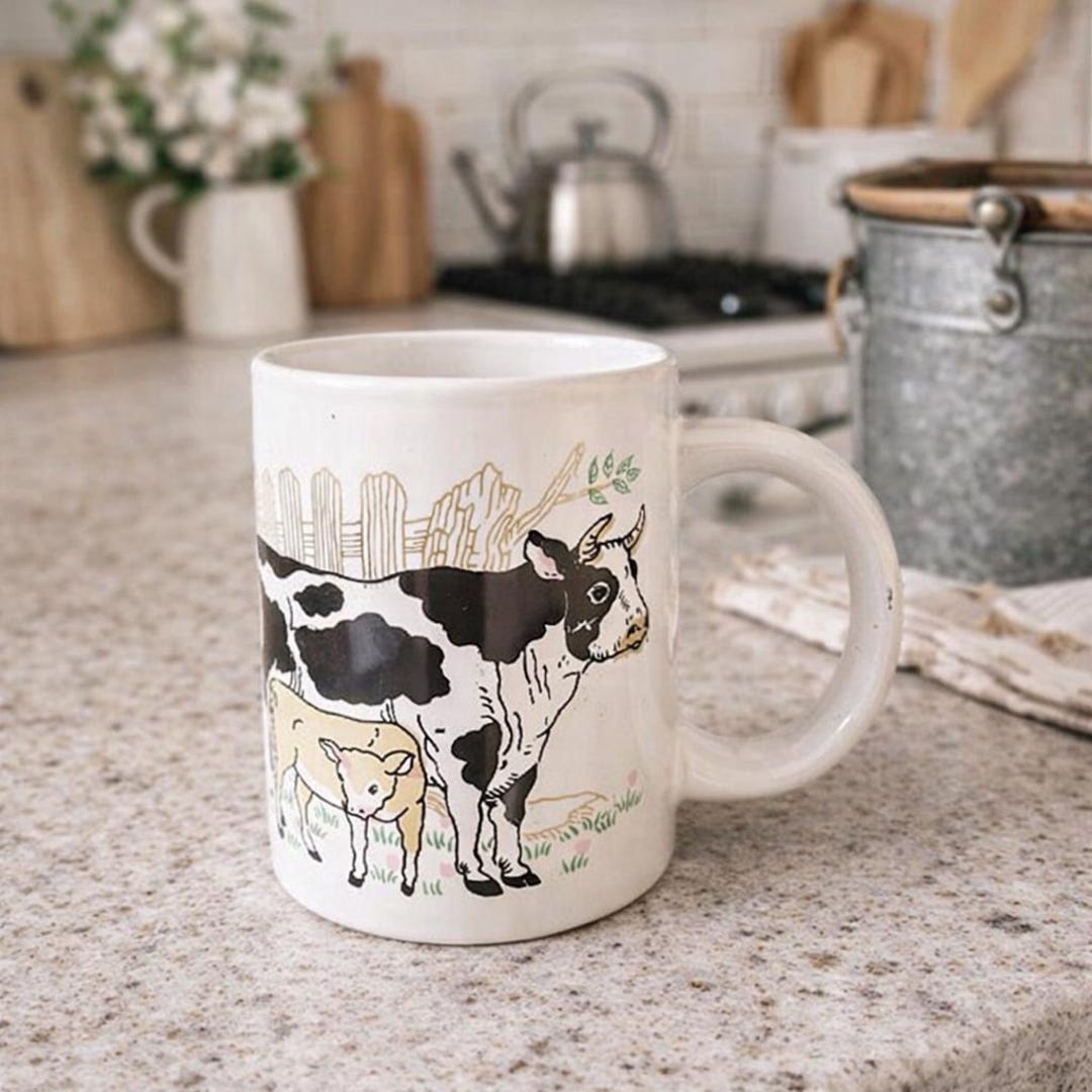 Vintage Farmhouse Cottagecore Heiffer Cow and Calf Coffee or Tea Mug - Etsy