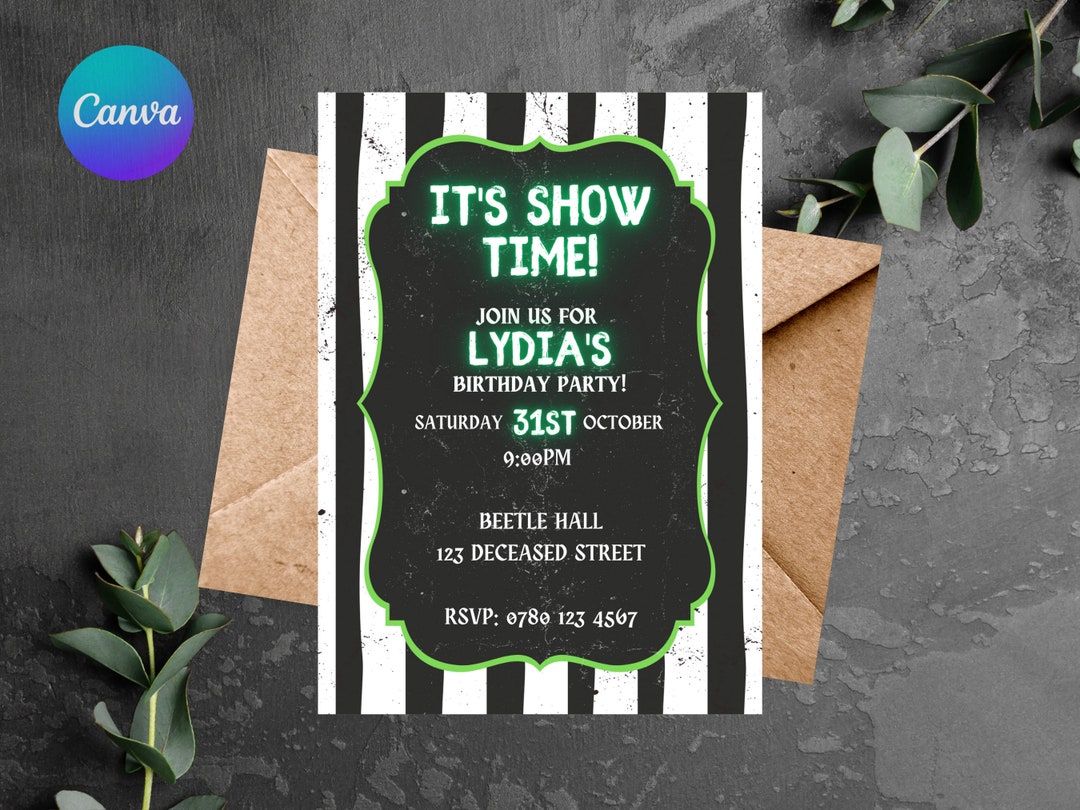 It's Show Time Beetlejuice Inspired Birthday Halloween Party Digital ...