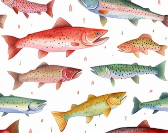 Digital Paper - Trout - SEAMLESS - Etsy