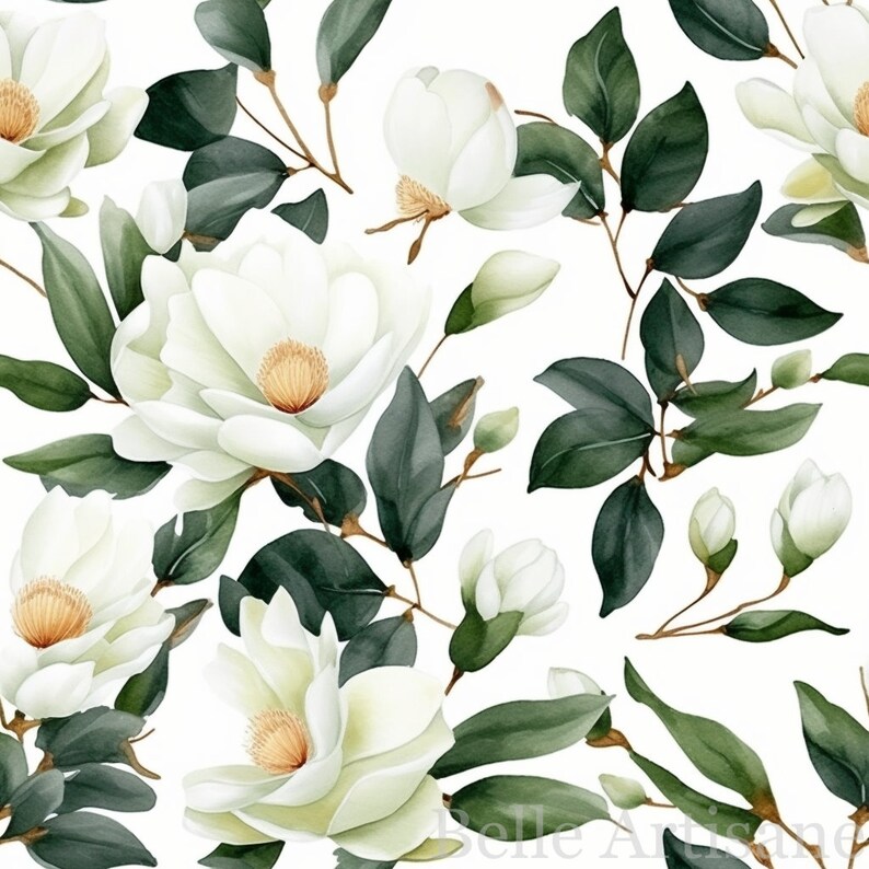 Floral Digital Paper - Magnolias - SEAMLESS - Etsy