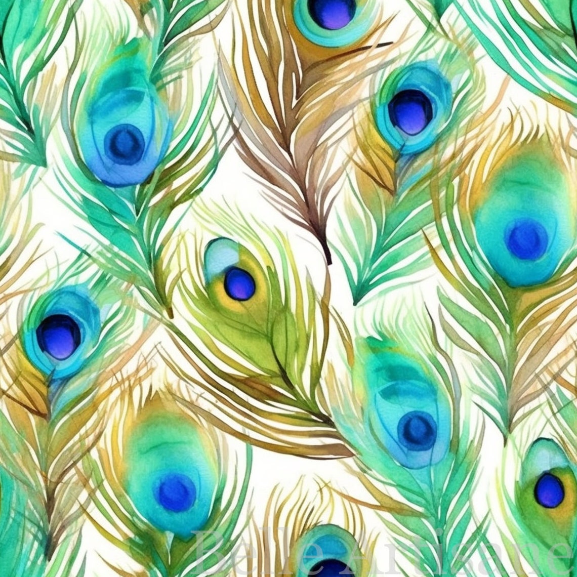 Digital Paper - Peacock Feathers - SEAMLESS - Etsy