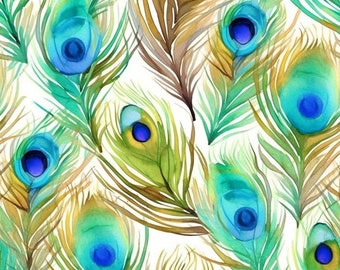 Preppy Inspired Peacock Feathers Digital Paper 10 Seamless - Etsy