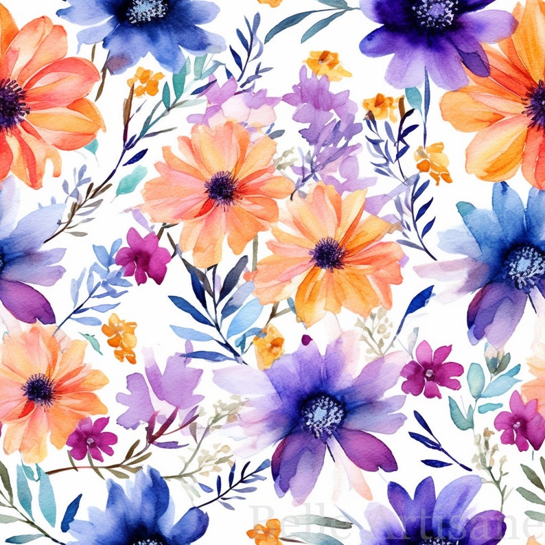 Watercolor Floral Digital Paper - Etsy