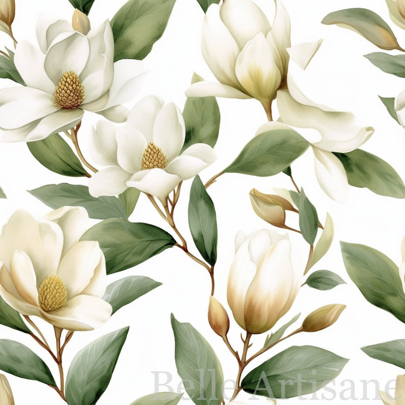 Floral Digital Paper - Magnolias - SEAMLESS - Etsy