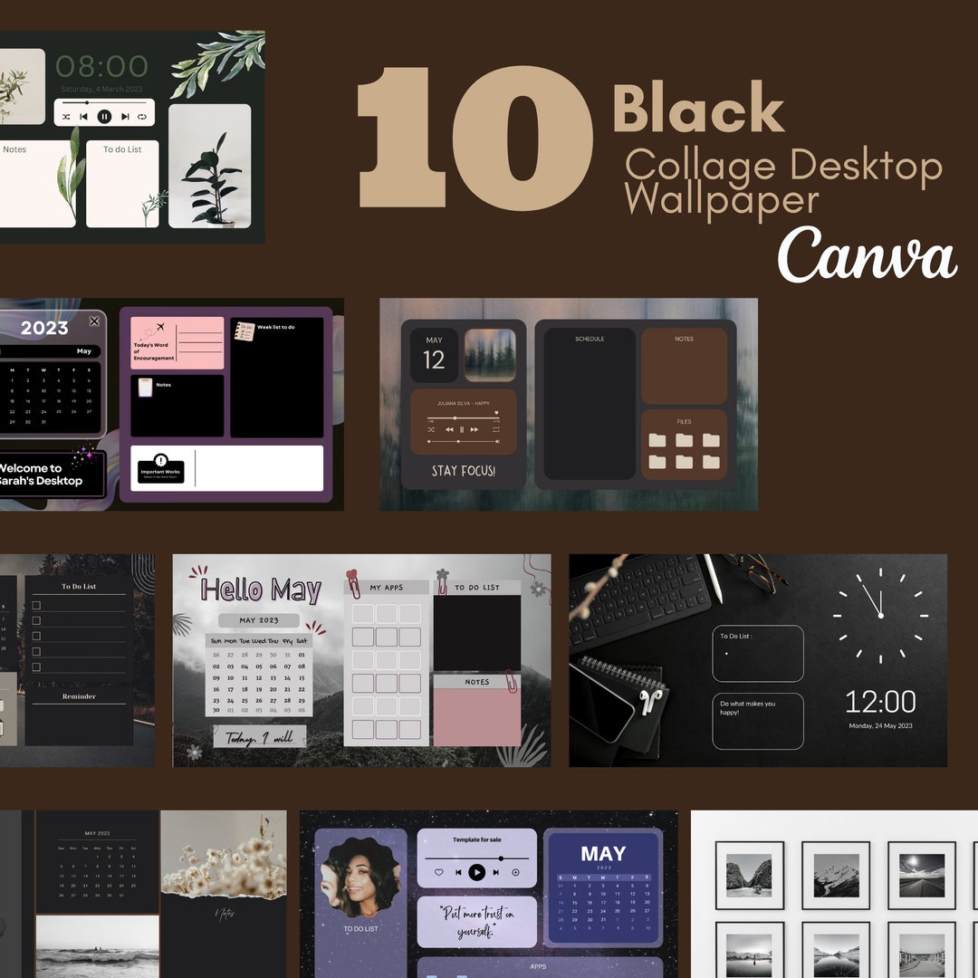 Black Collage Desktop Wallpaper Template - Etsy