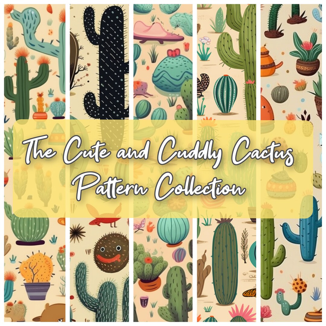 The Cute and Cuddly Cactus Pattern Collection on Natural Background - Etsy