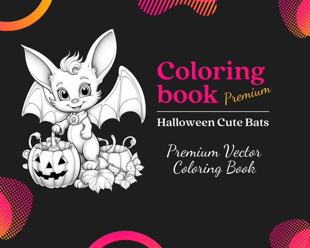 Halloween Cute Bats Coloring Pages 30 Pages Instant SVG Download ...