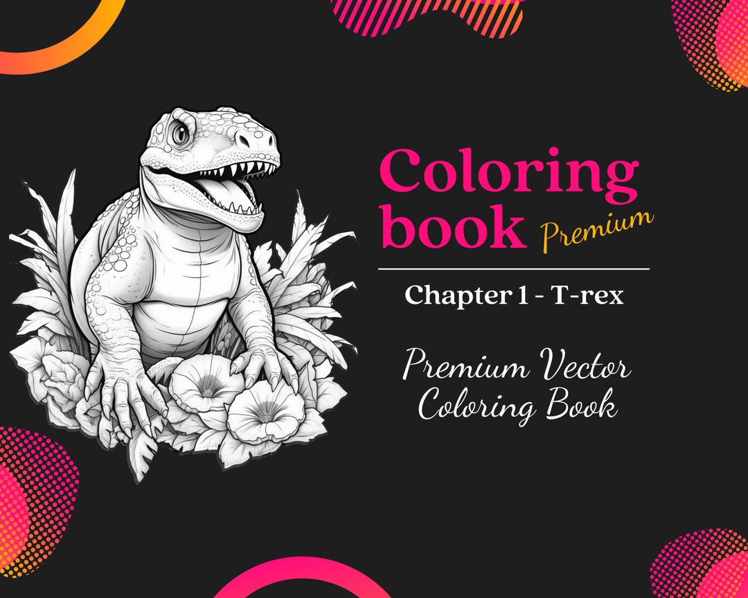 T-rex Coloring Pages 30 Pages Instant SVG Download Premium Adults Kids ...