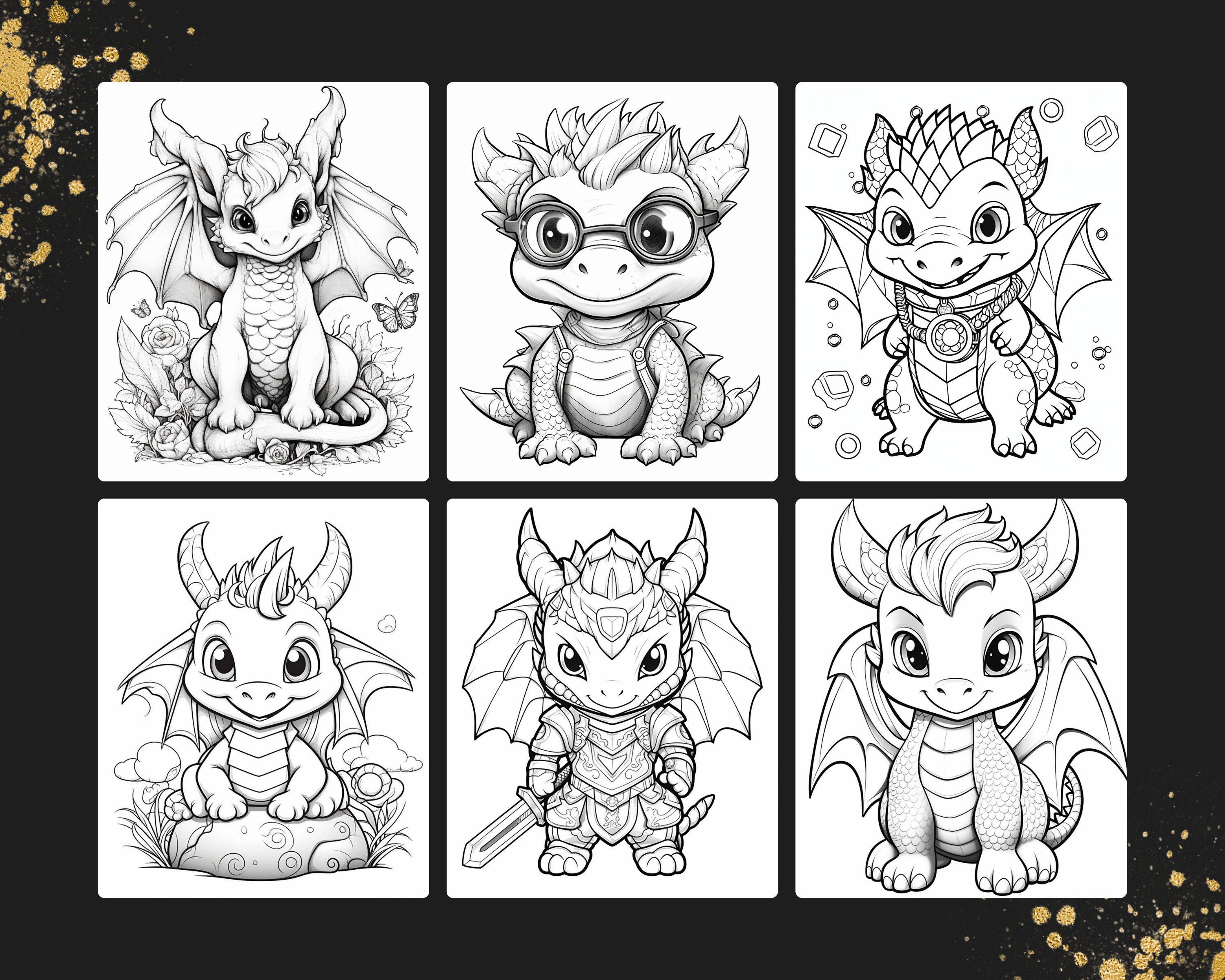 Cute Baby Dragon Coloring Pages 65 Pages Instant SVG Download Premium ...