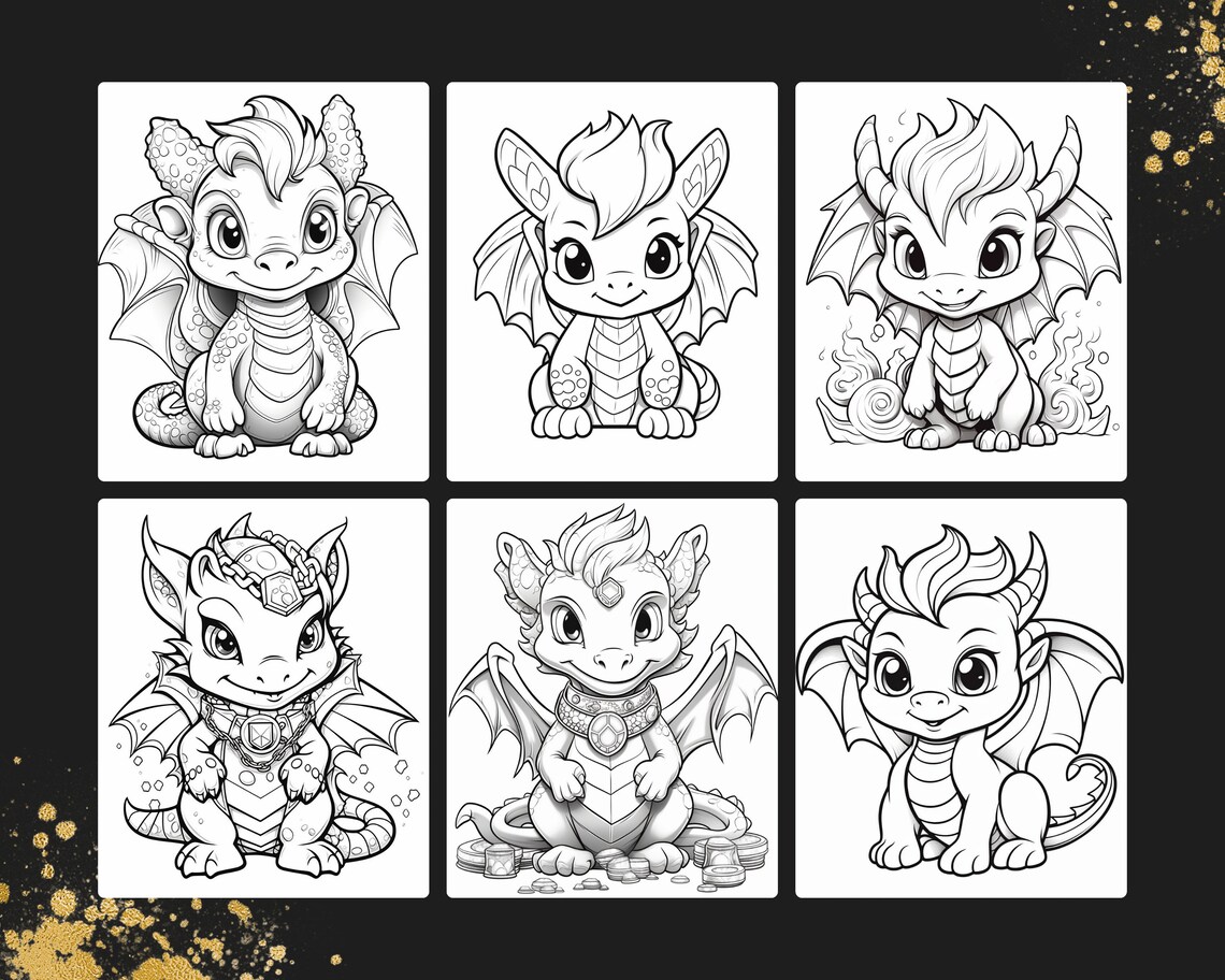 Cute Baby Dragon Coloring Pages 65 Pages Instant SVG Download Premium ...