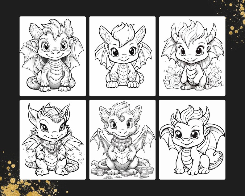 Cute Baby Dragon Coloring Pages 65 Pages Instant SVG Download Premium ...