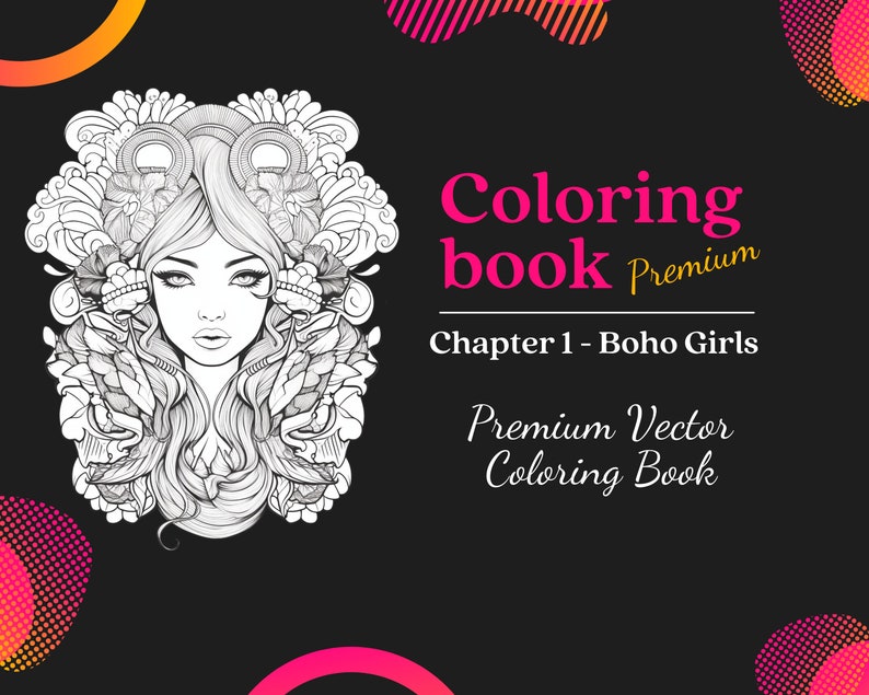 Boho Girl Coloring Pages 50 Pages Instant SVG Download - Etsy